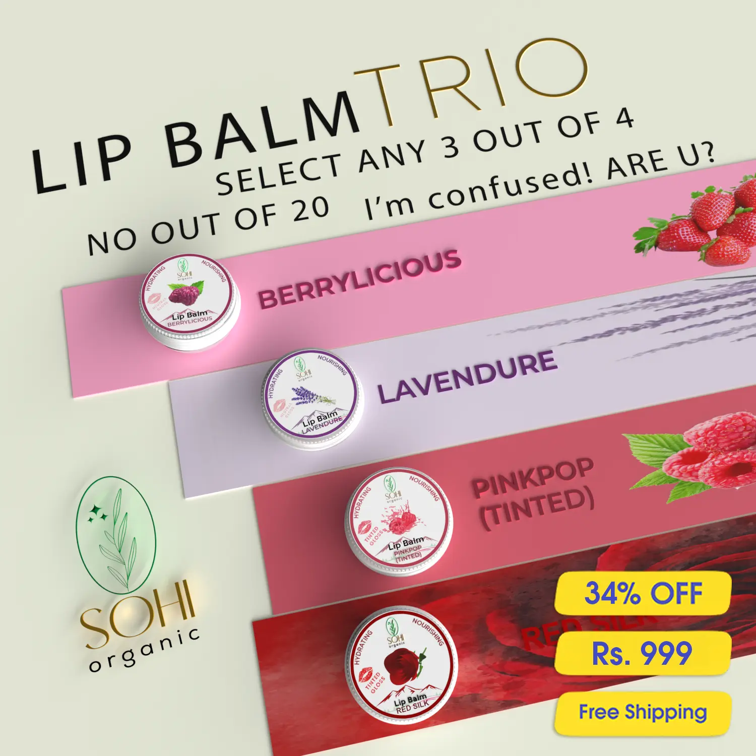 Pick Your Lip Balm Trio Bundle – Sohi Organic